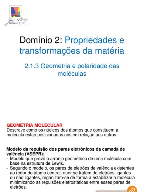 D2s11 3 Geometriaepolaridadedasmoléculas Pdf Moléculas