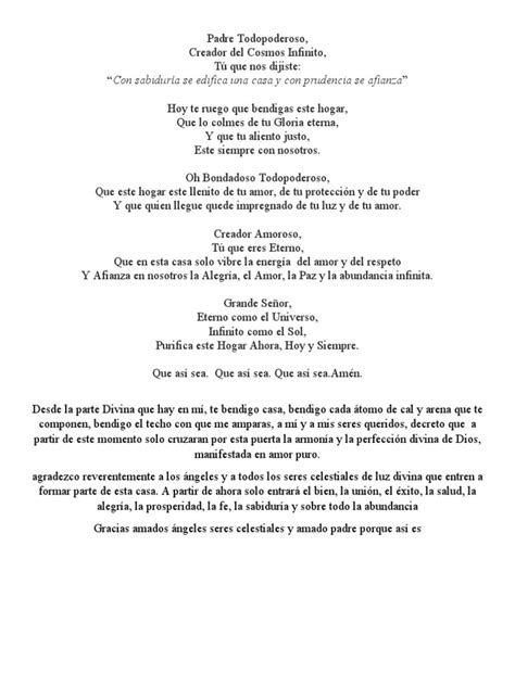 Oracion Limpieza De Una Casa Pdf