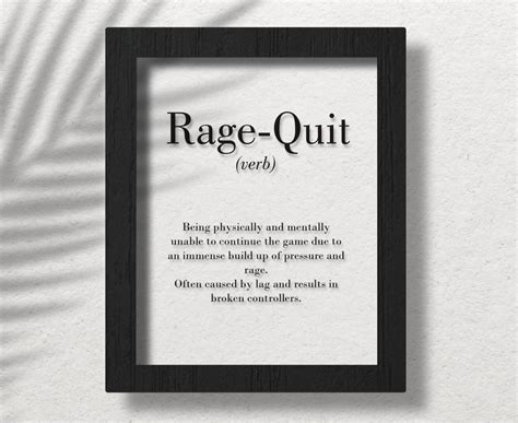 Rage Quit Clear Acrylic Poster Gaming Poster Gamer T Rage Quit