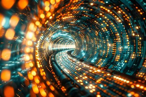 premium photo futuristic tunnel illuminated by abstract patterns and