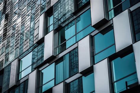 Abstract And Geometric Design Of A Modern Building Facade With Glass Windows Stock Image Image