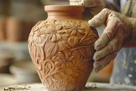 Premium Photo Earthen Elegance Handcrafted Textured Vase