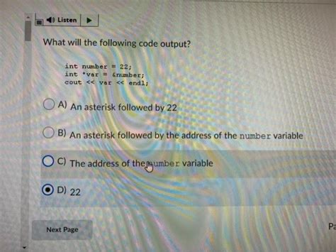 solved listen what will the following code output int