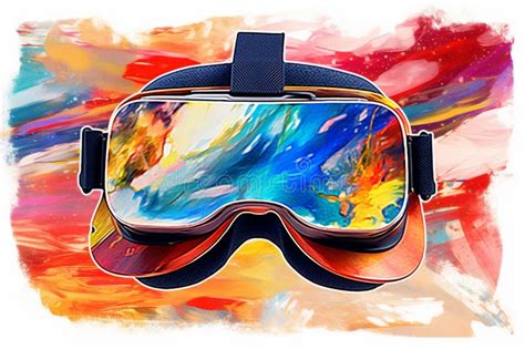 Futuristic VR Virtual Reality Headset Goggles Worn Stock Illustration