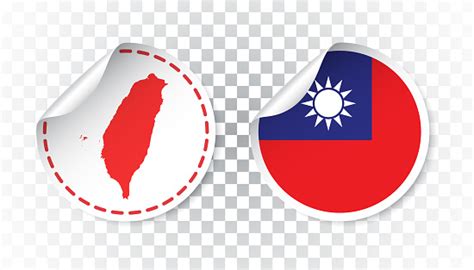 대만 국기와 지도 스티커입니다 라벨 태그 나라와 라운드 격리 된 배경 벡터 일러스트입니다 가리키기에 대한 스톡 벡터 아트 및