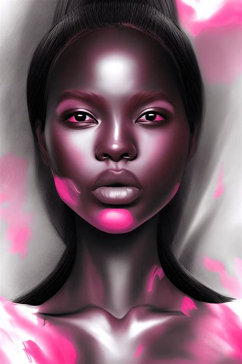 Abstracthyper Gedetailleerde Digitale Tekening Van Dark Melanin Girl