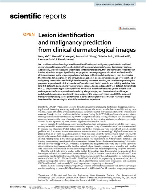 Pdf Lesion Identification And Malignancy Prediction From Clinical