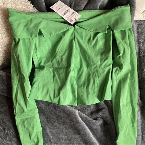 Zara Green Off The Shoulder Corset Top Bought Over Depop