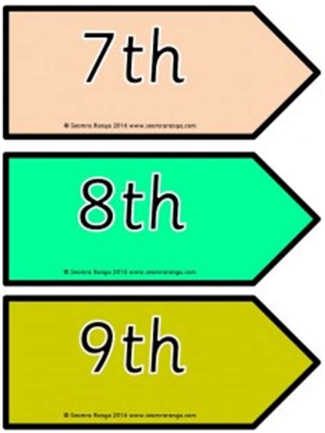 Ordinal Number Arrows Seomra Ranga
