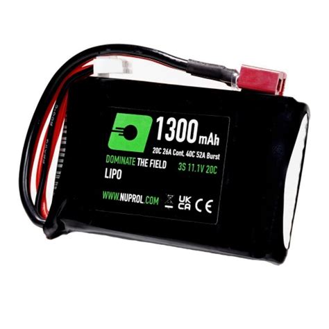 Nuprol Power 1300mah 111v 20c Lipo Peq Box Airsoft Battery Mini