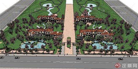 某欧式风格别墅住宅小区环境设计及建筑su模型 原 Sketchup模型库 毕马汇 Nbimer