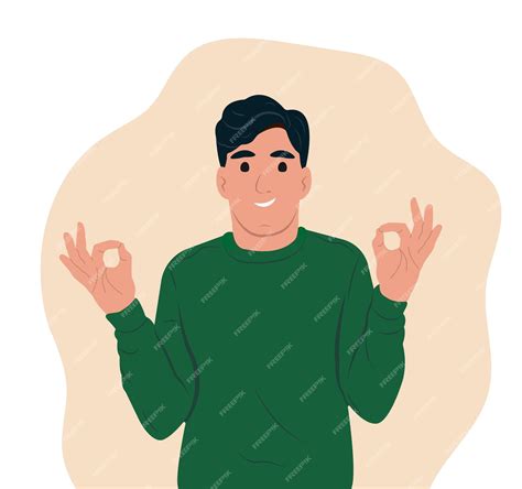 Premium Vector Happy Positive Man Showing Gesture Ok Sign And Gesture