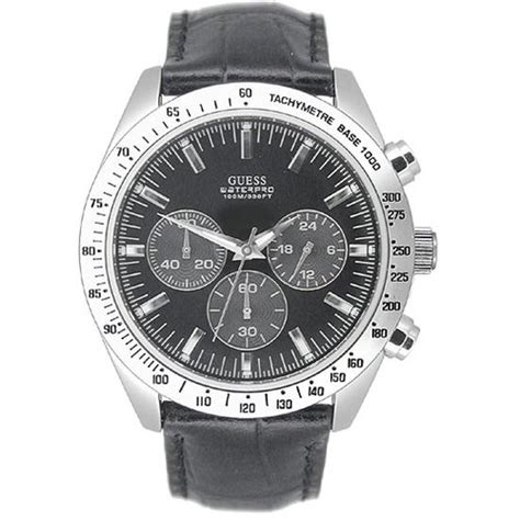 Guess Black Leather Strap Waterpro Watch Shoppingonlinesalewatch7
