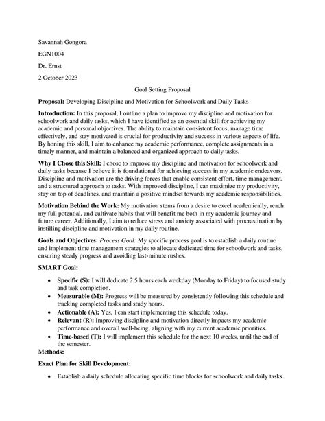 Egn Goal Proposal Savannah Gongora Egn Dr Ernst 2 October 2023 Goal Setting Proposal Proposal