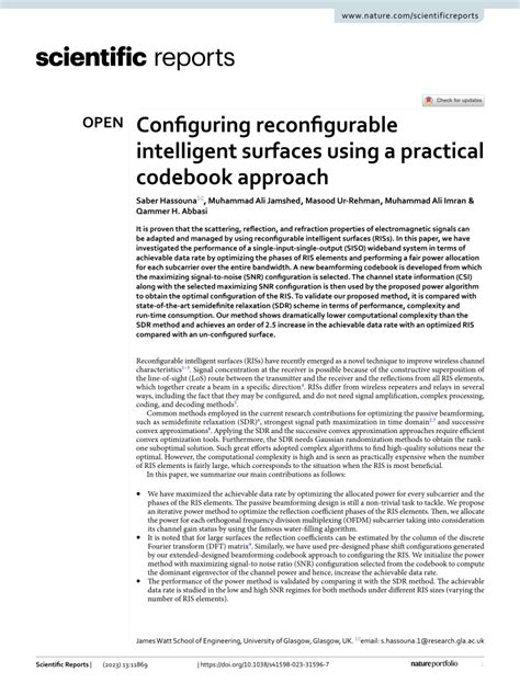 PDF Configuring Reconfigurable Intelligent Surfaces Using A Practical