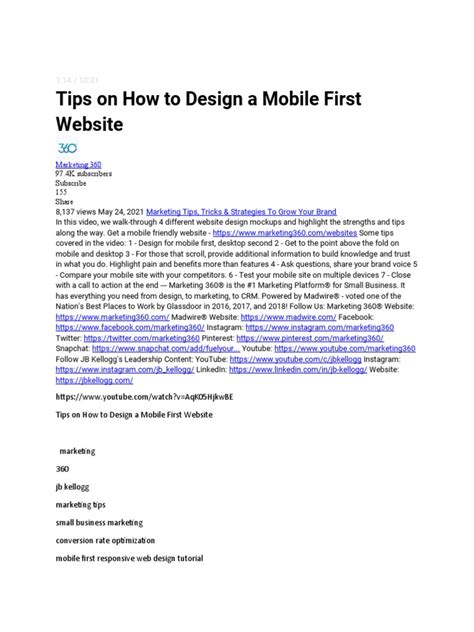 tips on how to design a mobile first website pdf websites you tube
