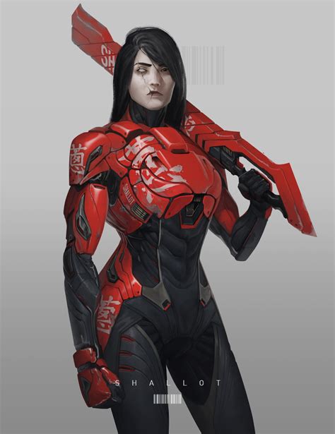 Artstation Red And White Amirul Hhf Cyberpunk Character Sci Fi