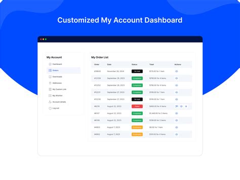 Customize My Account Shopbuilder