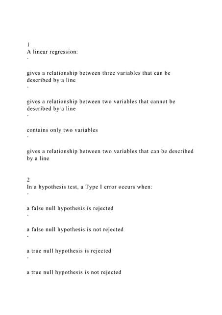 1 A Linear Regression· Gives A Relationship Between Thredocx