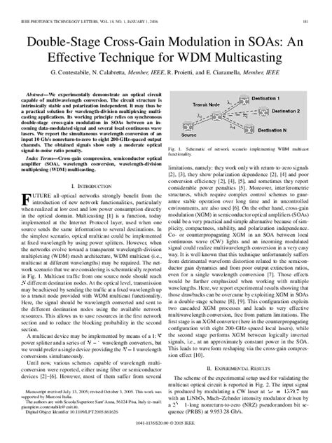 Pdf Double Stage Cross Gain Modulation In Soas An Effective Technique For Wdm Multicasting