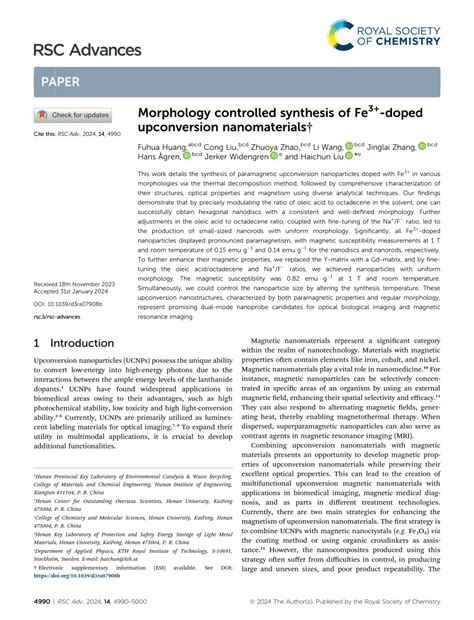 Pdf Morphology Controlled Synthesis Of Fe Doped Upconversion Nanomaterials