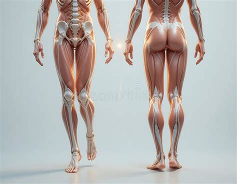 Detailed Anatomical Illustration Of Human Musculoskeletal System Stock