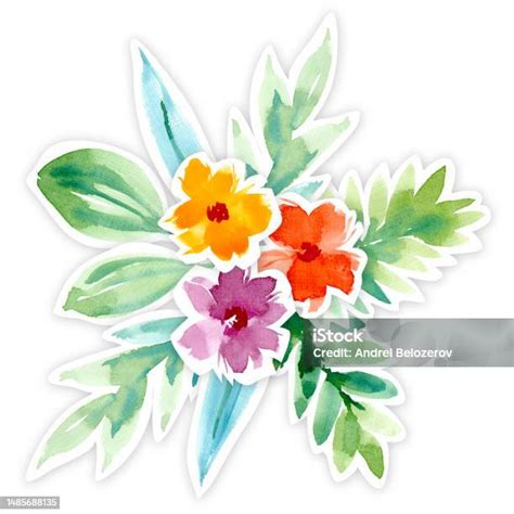 Watercolor Composition Of Flowers For Postcards Invitations Design向量圖形及