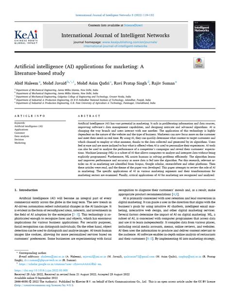 Artificial Intelligence Ai Applications For Marketing A Literature