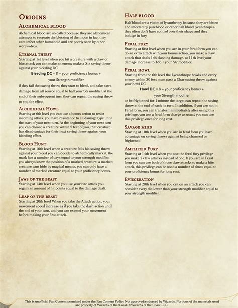 5e Lycanthrope 14 A Shapeshifter Class That Howls At The Full Moon