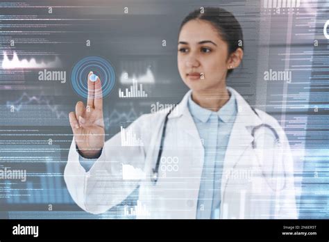 Cybersecurity Futuristic Hologram And Doctor Hand For Password Fingerprint Scan And Medical