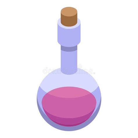 Round Bottom Flask Containing Pink Liquid With Cork Stopper Stock Illustration Illustration Of