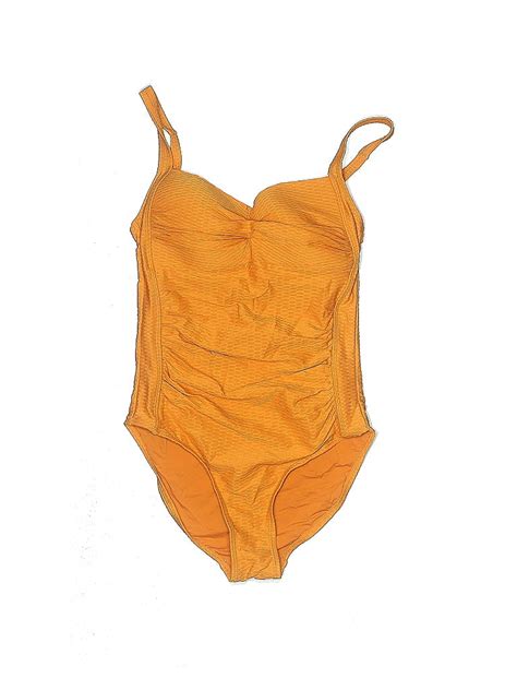 Nip Tuck Swim Solid Orange One Piece Swimsuit Size 6 56 Off Thredup