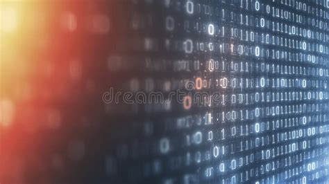 Abstract Glowing Blue And Orange Binary Code Digital Background Stock Illustration