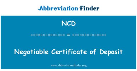 Ncd تعني شهادات الإيداع القابلة للتداول Negotiable Certificate Of Deposit
