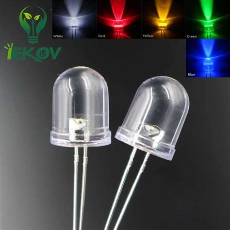 50pcs Led 10mm Led Diode 10 Each Color White Red Yellow Blue Green Leds