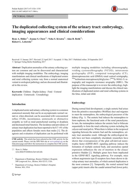 The Duplicated Collecting System Of The Urinary Tract Embryology
