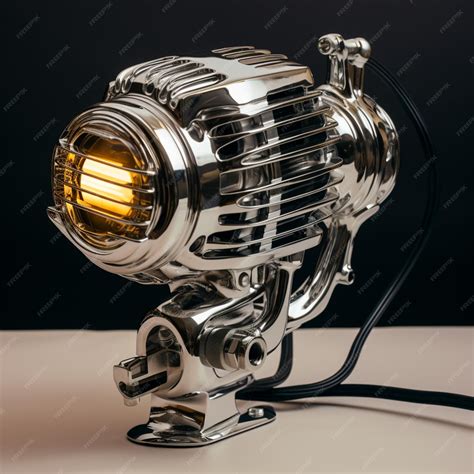 Premium Photo Engine Lamp Metal Shiny Chrome