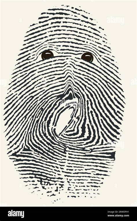 A Fingerprint Is Turned Into A Face In This D Illustation Stock Photo Alamy