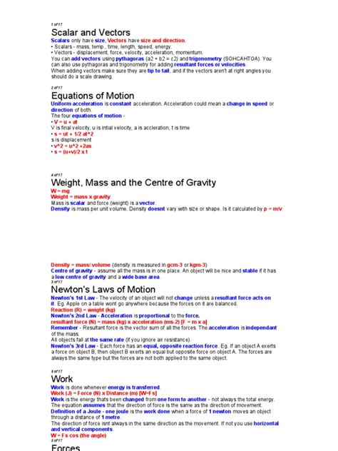 Ial Gce Physics Unit 1 Revision Card Pdf Deformation Engineering