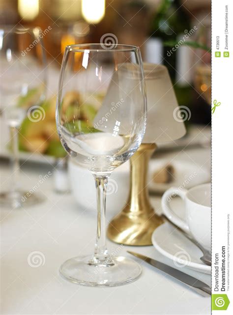 Empty Wine Glass In Table Restaurant Stock Image Image Of Setting
