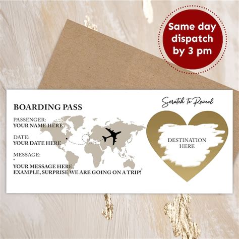 Personalized Boarding Pass Travel Ticket T Surprise Vacation 60