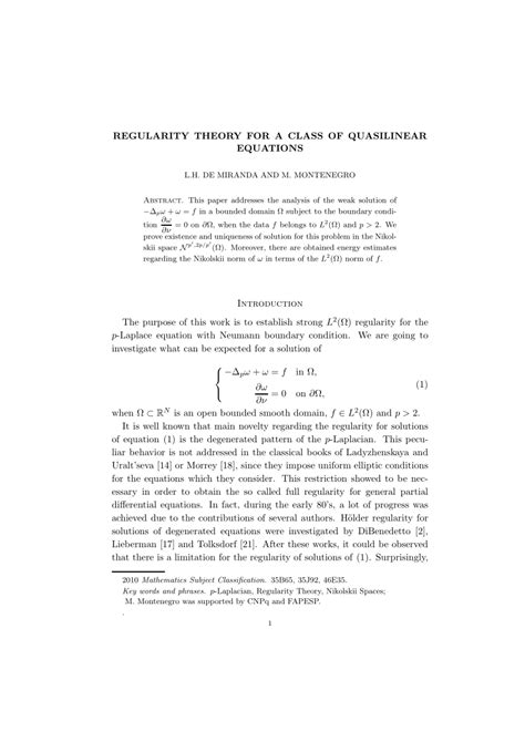 Pdf Regularity Theory For A Class Of Quasilinear Equations