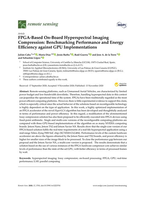 FPGA Based On Board Hyperspectral Imaging Compression Benchmarking