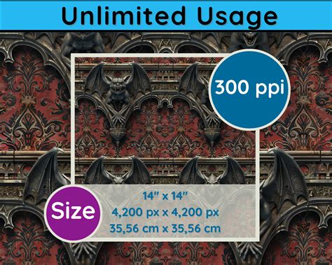 Seamless Patterns Gargoyle Gothic Png Background Instant Download For Card Scrapbook Textile