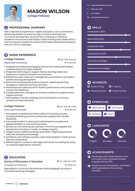 Cv Template For Professor Cv Template Sample Resume Resume Examples Images
