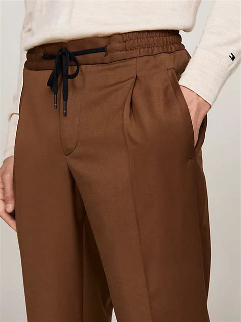 Drawstring Waist Slim Fit Trousers Brown Tommy Hilfiger