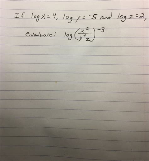 Solved If Log X 4 Log Y 5 And Log Z 2 Evaluate Chegg Com