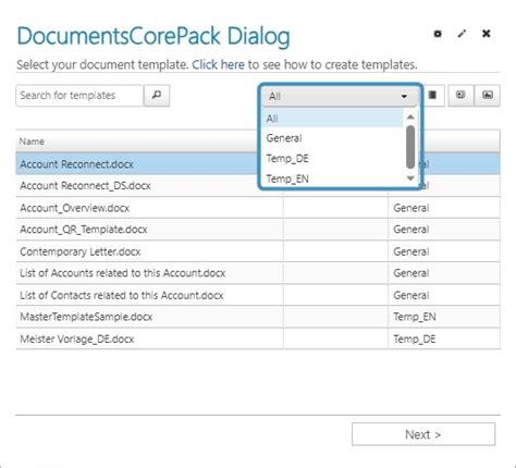 Template Management In Documentscorepack