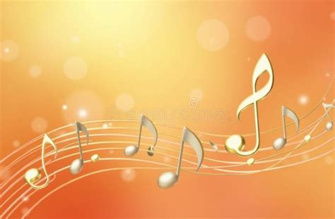 Music Notes In The Air With An Orange Background Stock Illustration