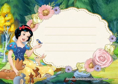 Free Printable Snow White Flowery Invitation Templates Snow White